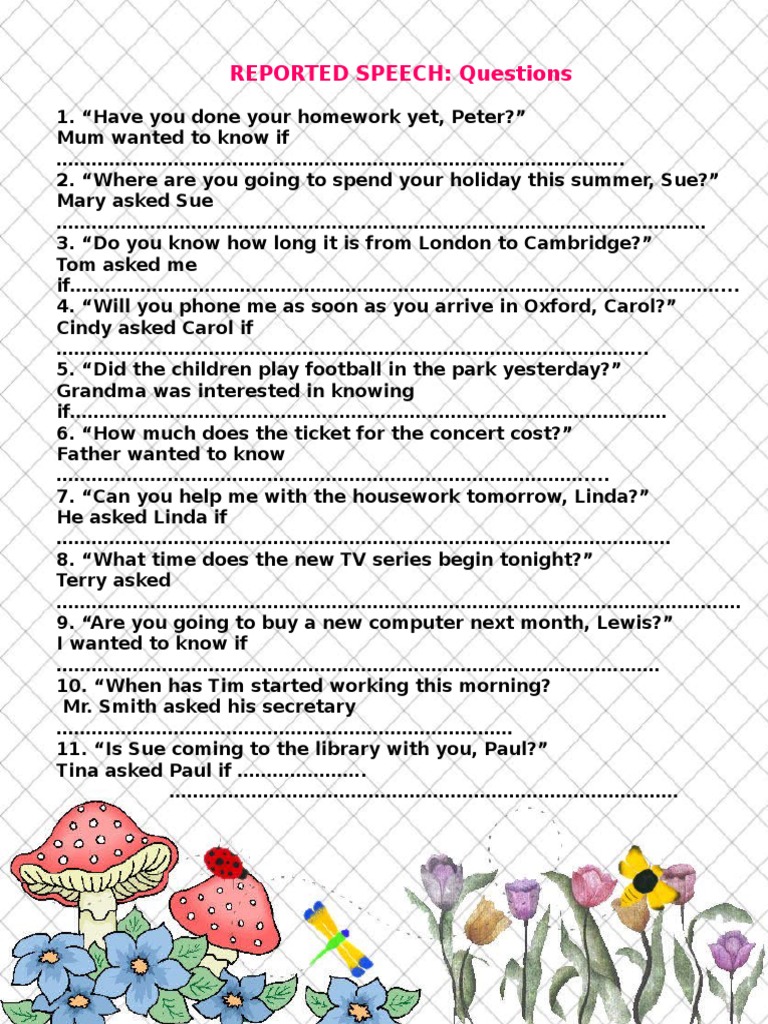 Reported Speech 2 Questions | PDF