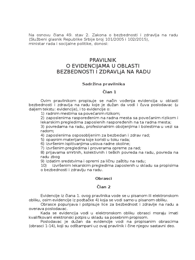 Novi Pravilnik o Evidencijama | PDF