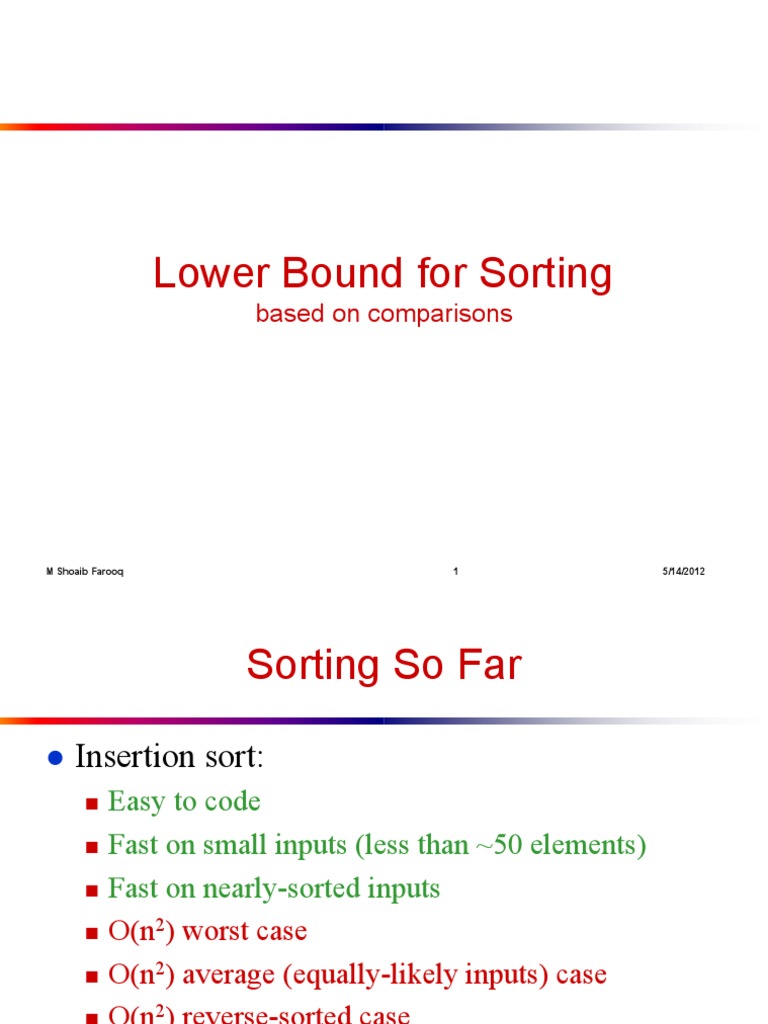 Lower Bound For Sorting | PDF