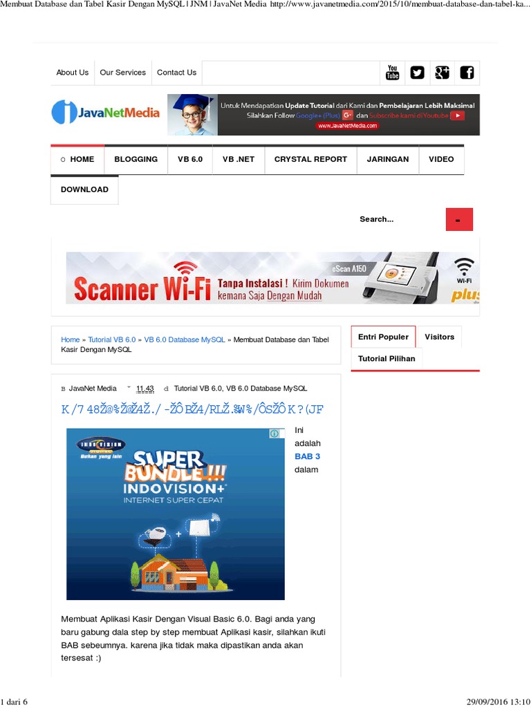Membuat Database Dan Tabel Kasir Dengan MySQL - JNM - JavaNet Media | PDF | Teknologi & Rekayasa