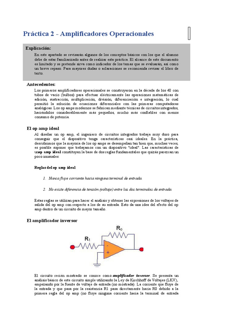 Practica Multisim Operacionales | PDF | Electrónica | Ingeniería Electrónica