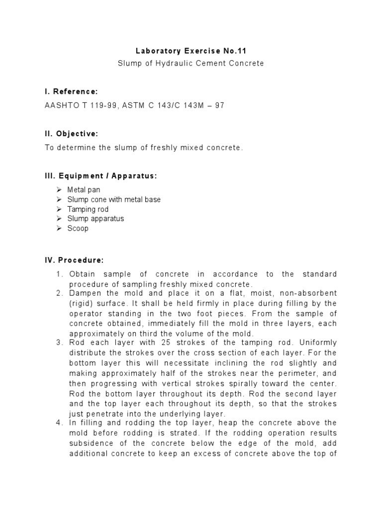 Lab Report 11 Slump of Hydraulic Cement Concrete | PDF | Concrete ...