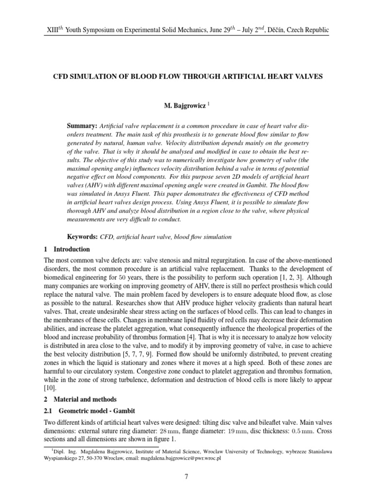 CFD Analysis of Artificial Heart Valves | PDF | Aorta | Fluid Dynamics