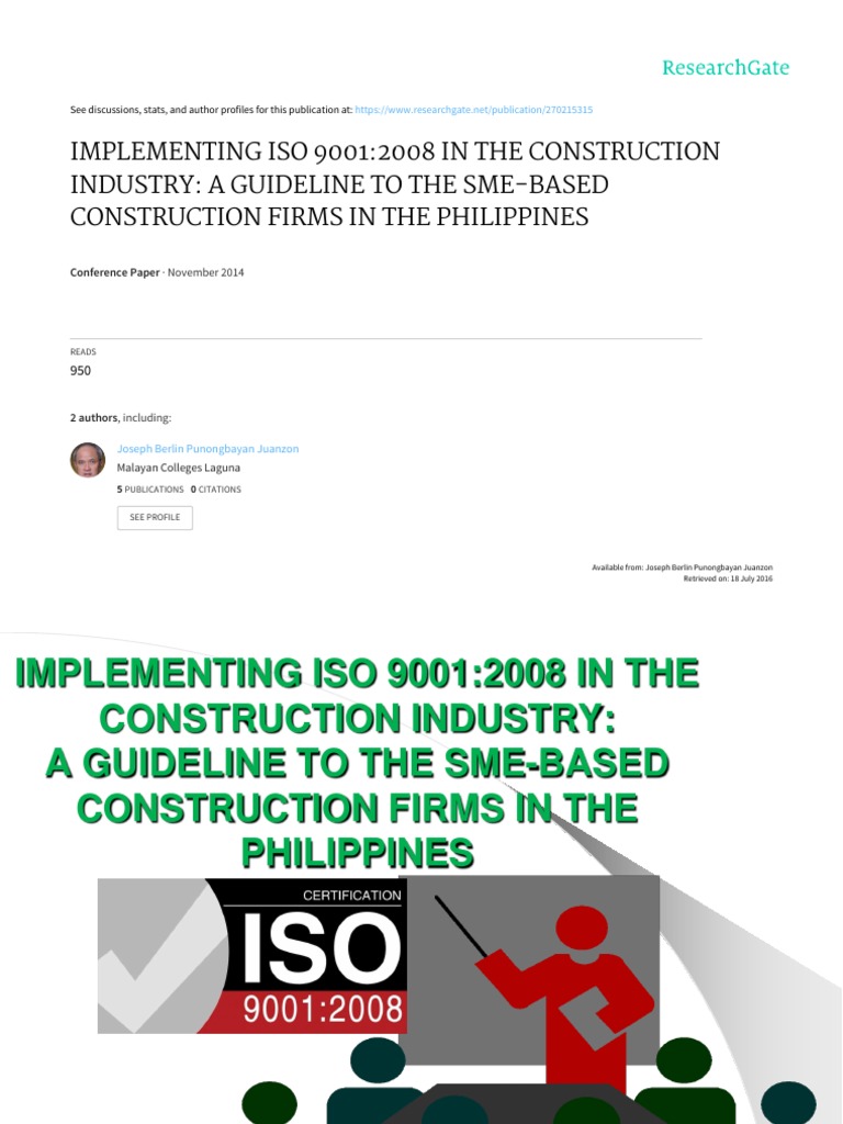 ISO 9001 Implementation in Construction | PDF | Iso 9000 | Quality ...