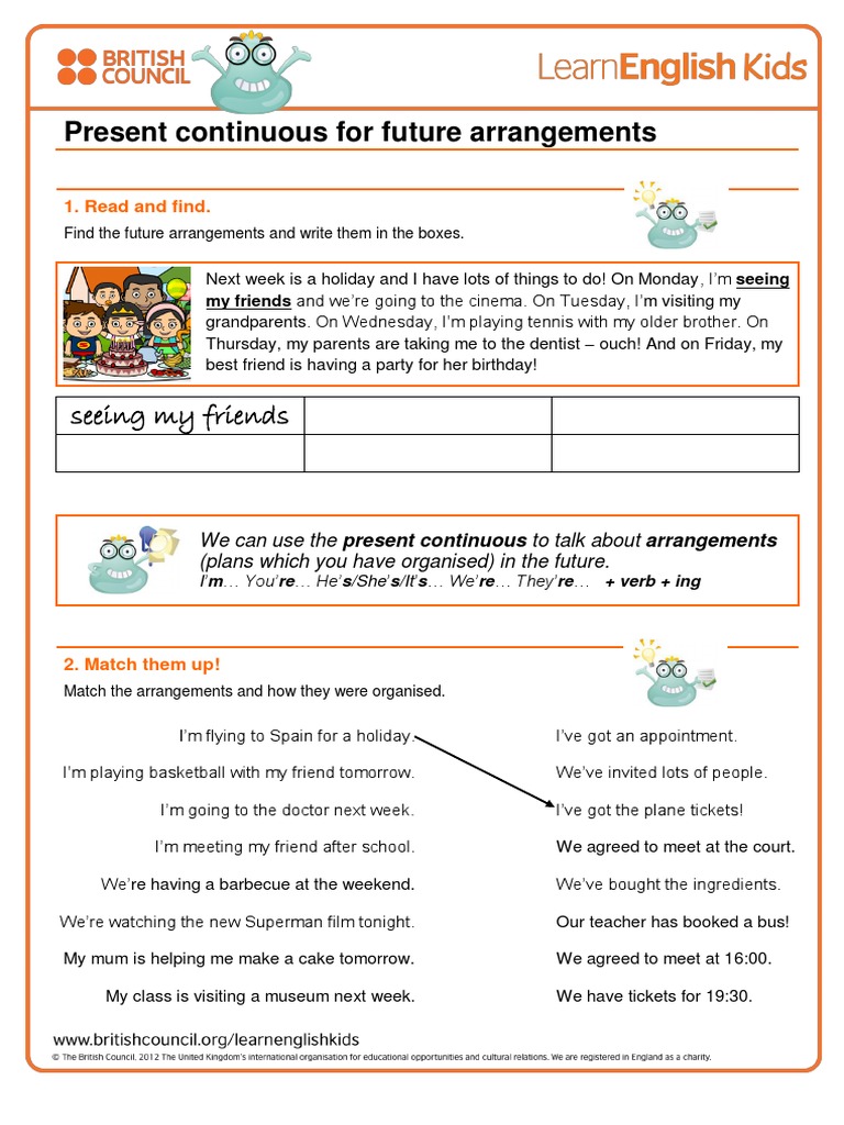 Grammar games present continuous future arrangements worksheet pdf