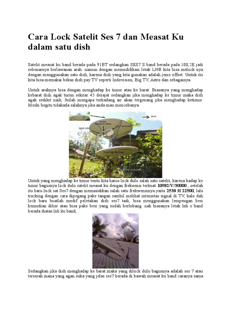 Cara Lock Satelit Ses 7 Dan Measat Ku Dalam Satu Dish | PDF | Metode ...
