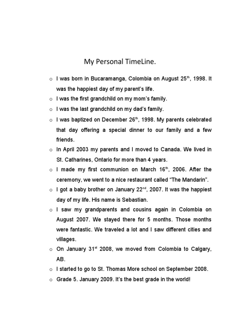 My Life Timeline: Key Milestones | PDF