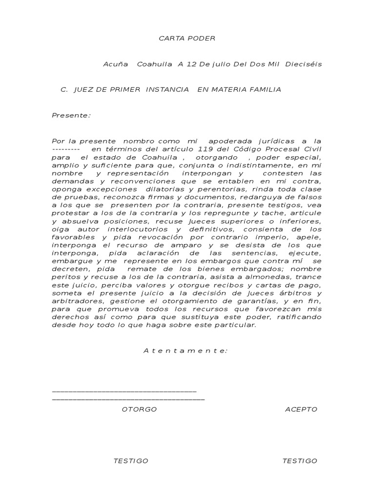 Carta Poder General | PDF