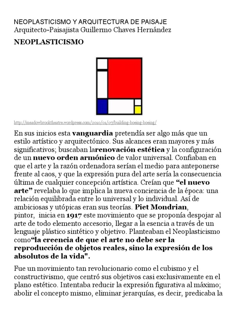 Neoplasticismo en Paisajismo y Arquitectura | PDF | Arte abstracto ...
