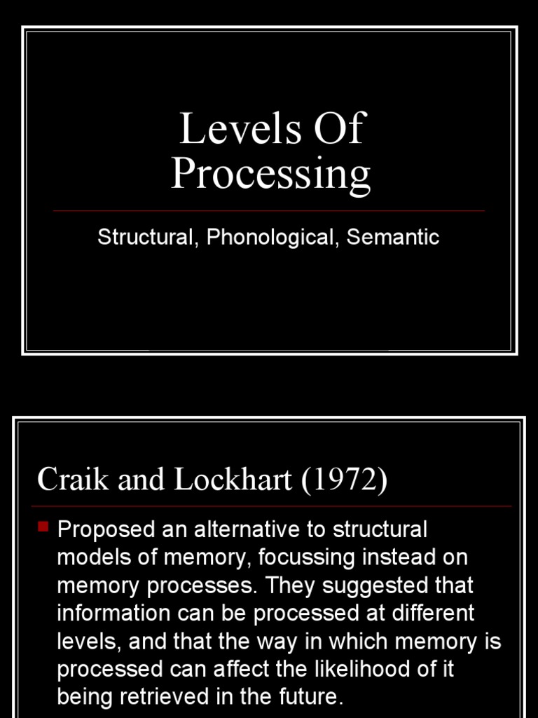 Levels of Processing | PDF | Recall (Memory) | Memory
