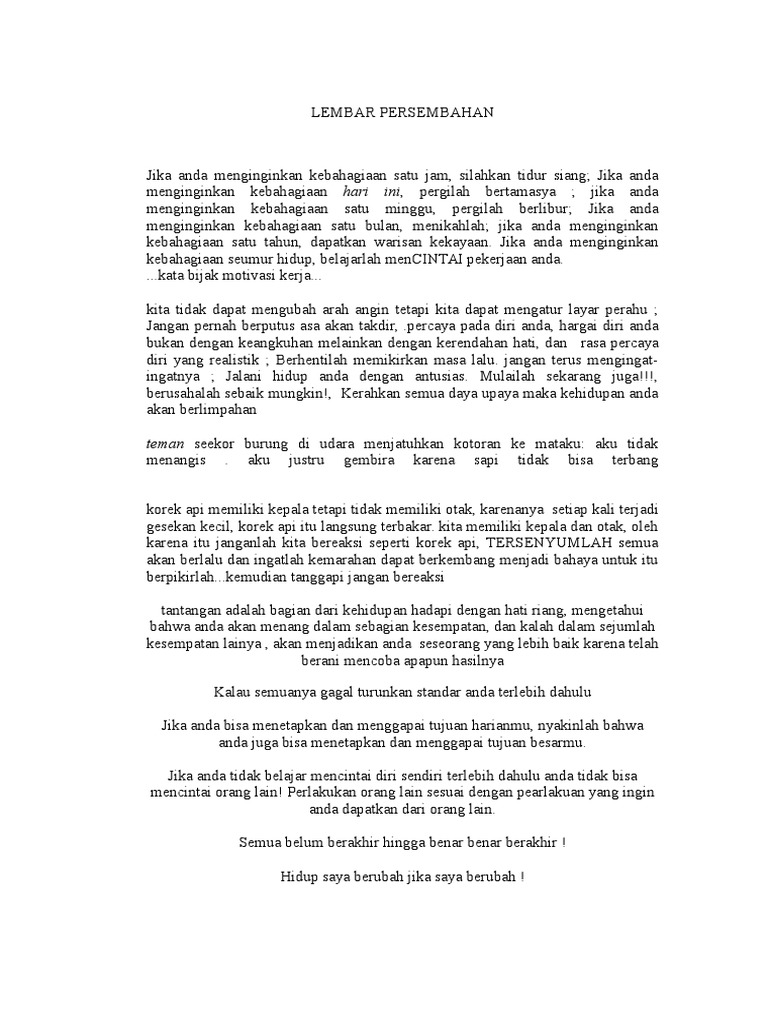 Lembar Persembahan | PDF | Karier & Perkembangan | Gaya Hidup