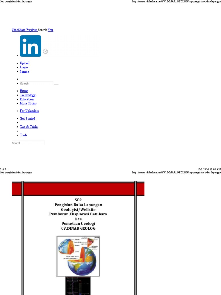 Sop Pengisian Buku Lapangan Geotek | PDF