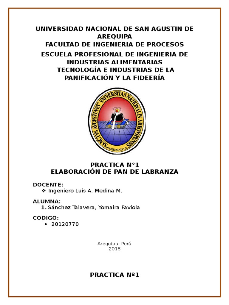 Reporte 1 Pan de Labranza | PDF | Panes | Trigo