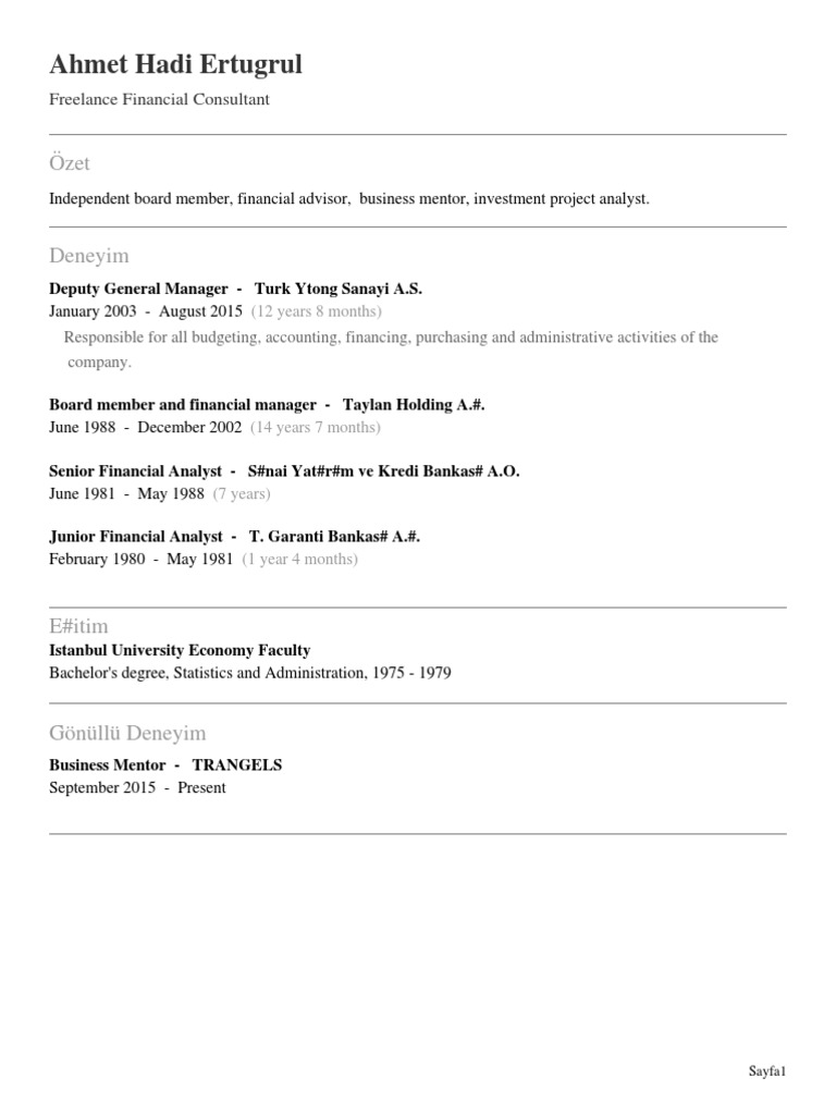 Freelance Financial Consultant Profile | PDF