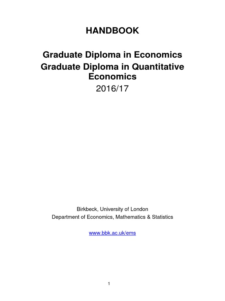 Graduate Diploma in Economics Handbook | PDF | Test (Assessment ...
