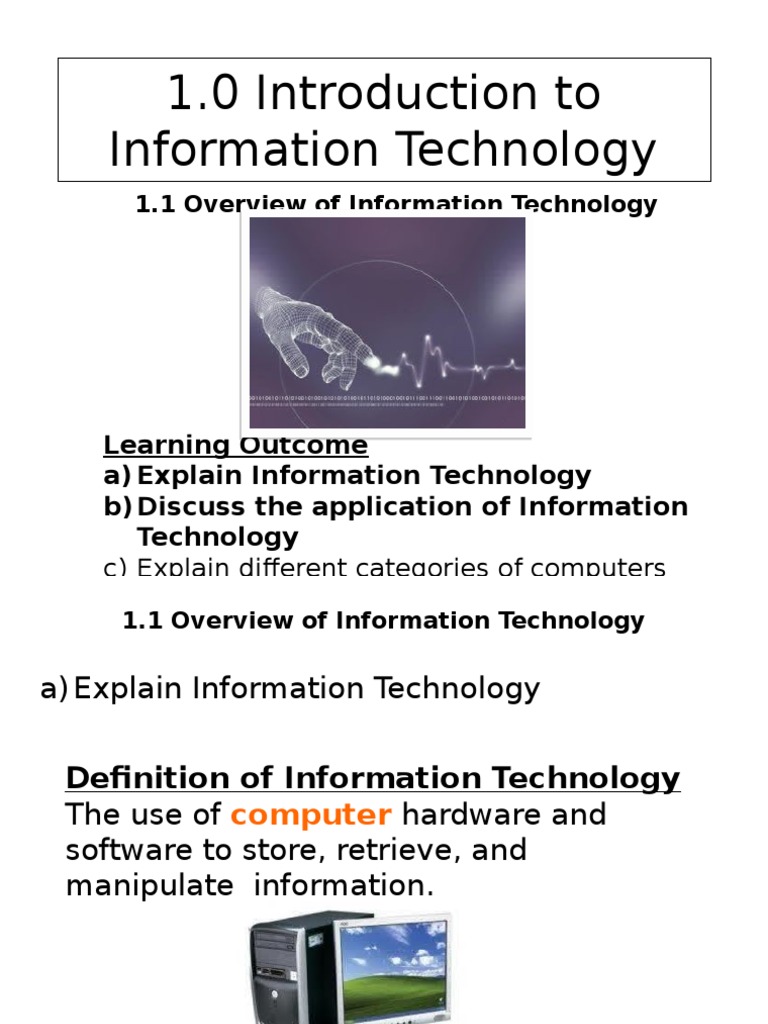 Chap1.0 Intro To IT Lect1 | PDF | Barcode | Educational Technology