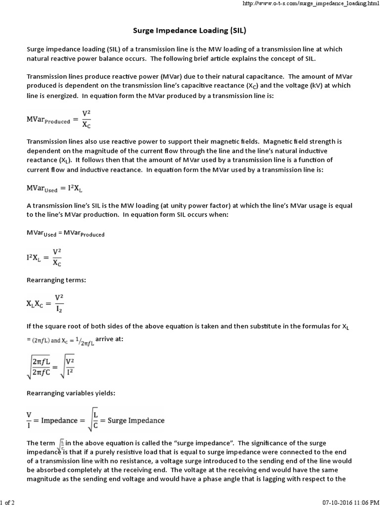 Surge Impedance Loading | PDF | Electrical Impedance | Ac Power