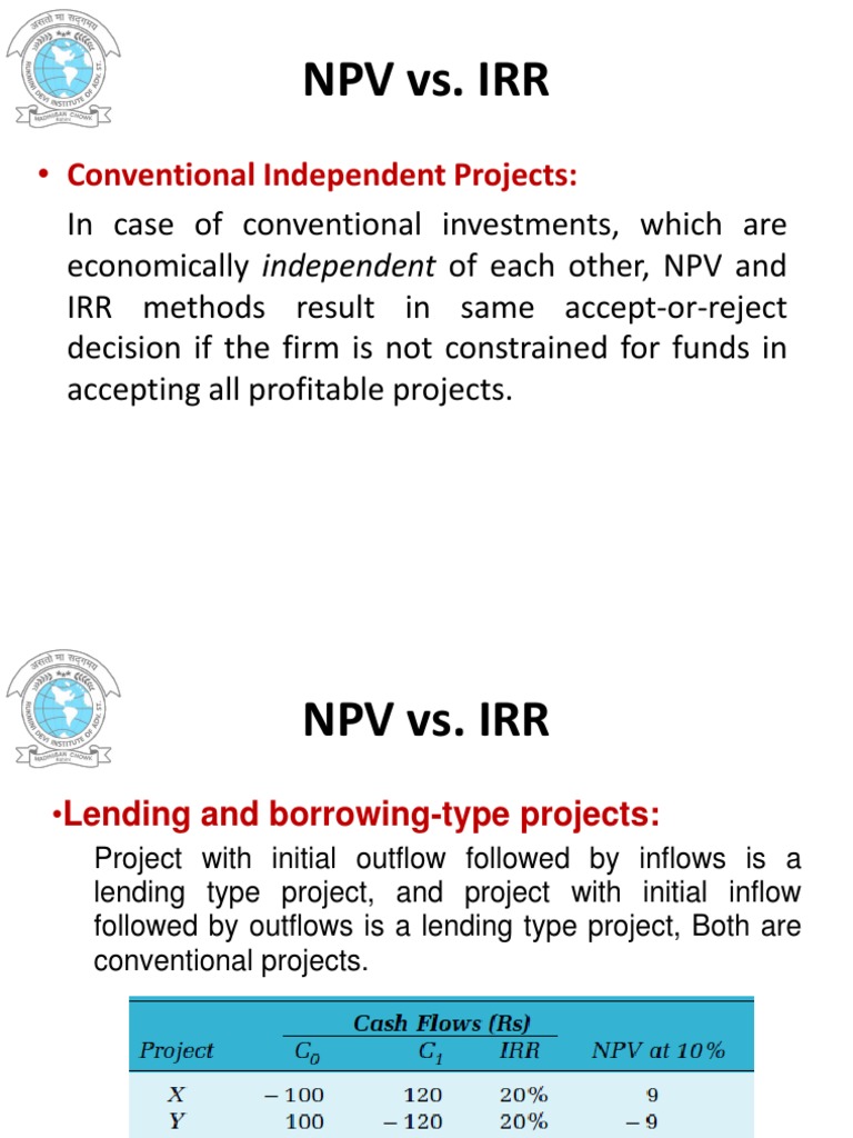 Npv vs Irr and Npv vs Pi | Internal Rate Of Return | Net Present Value