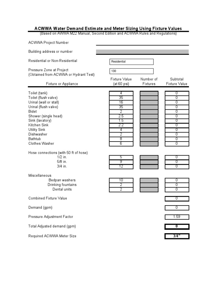 AWWA M22 Spreadsheet | PDF | Toilet | Hydraulic Engineering