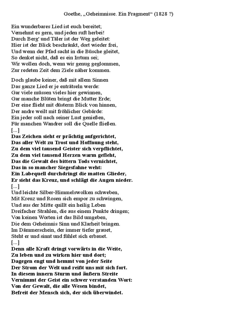 Goethe - Esoterische Gedichte