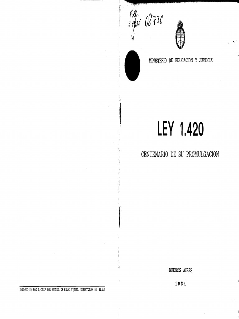 Ley 1420 | Descargar gratis PDF | Educación avanzada | Plan de estudios