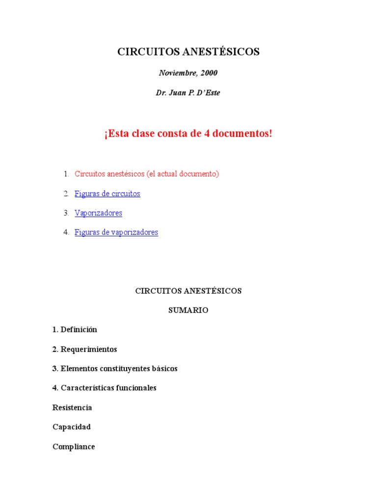 Circuitos Anestésicos: Guía Técnica | PDF | Sistema respiratorio | Agua