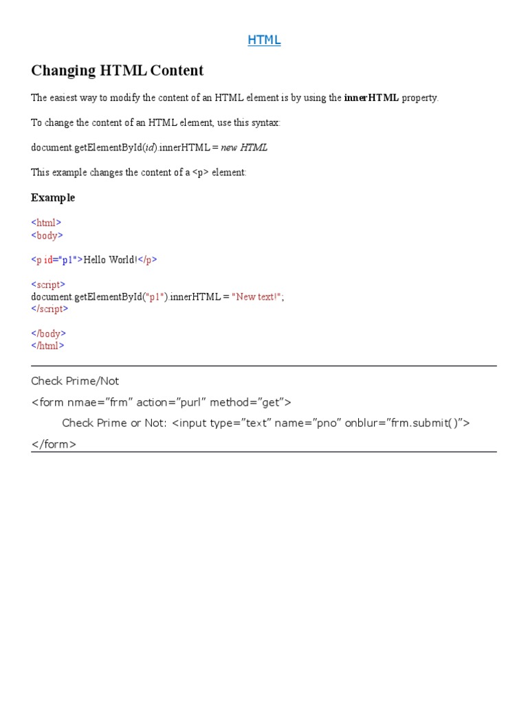 Changing HTML Content: Example | PDF
