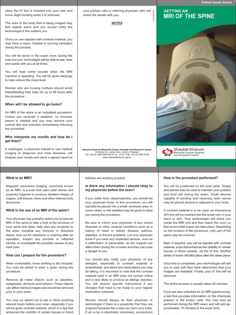 Mri of The Spine: Getting An | PDF | Magnetic Resonance Imaging ...