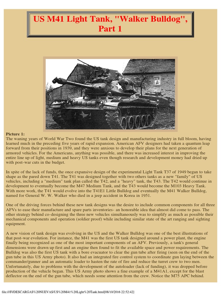 US M41 Light Tank | PDF | Automatic Transmission | Tanks