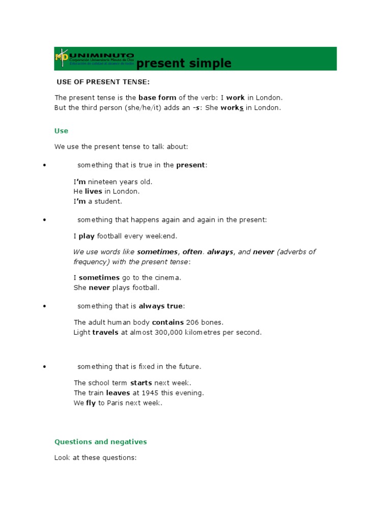 Present Simple: We Use Words Like Sometimes, Often. Always, and Never ...