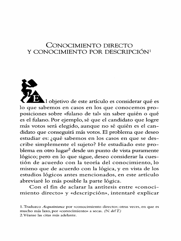 Conocimiento Directo, Conocimiento Por Descripción-285-315 | PDF ...