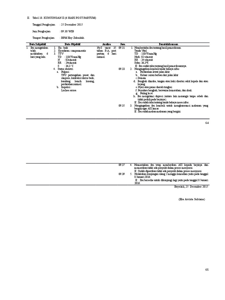 Tabel Kunjungan Nifas | PDF
