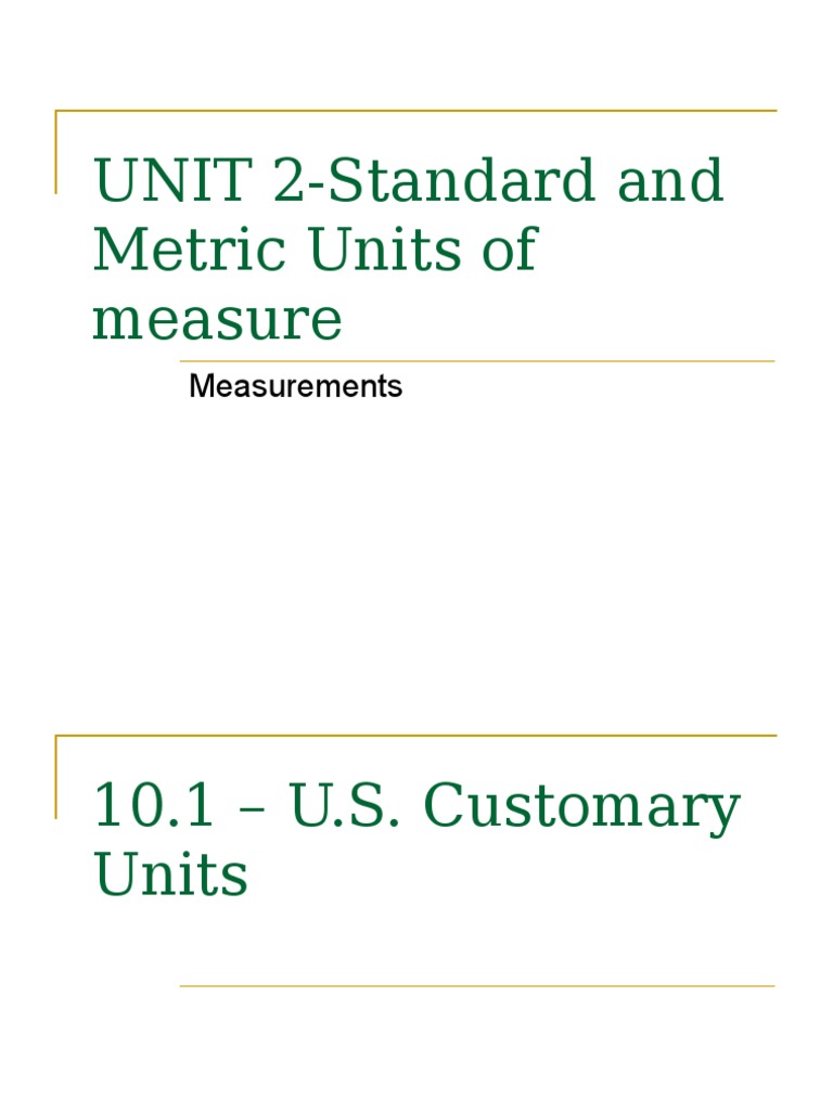 Metric and Standard Units of Measure | PDF | Units Of Measurement | Yard