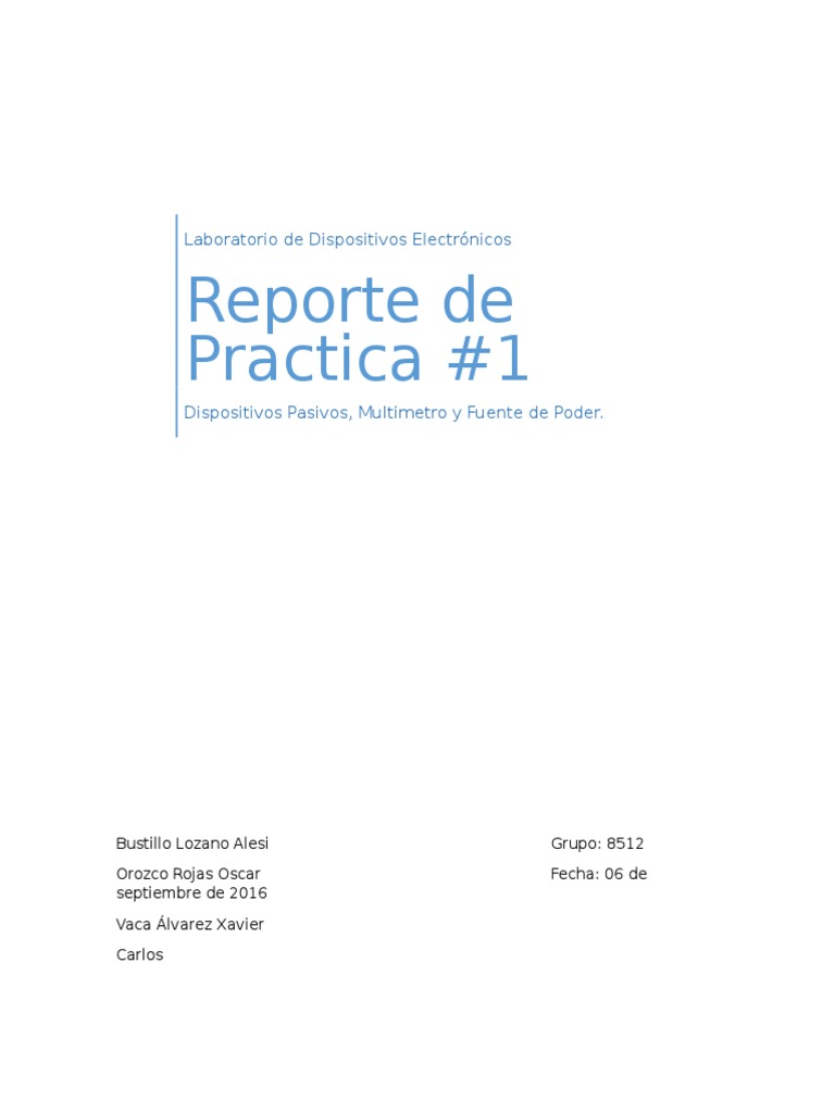 Reporte de Practica1 Dispositivos Electronicos | PDF | Medición | Corriente eléctrica