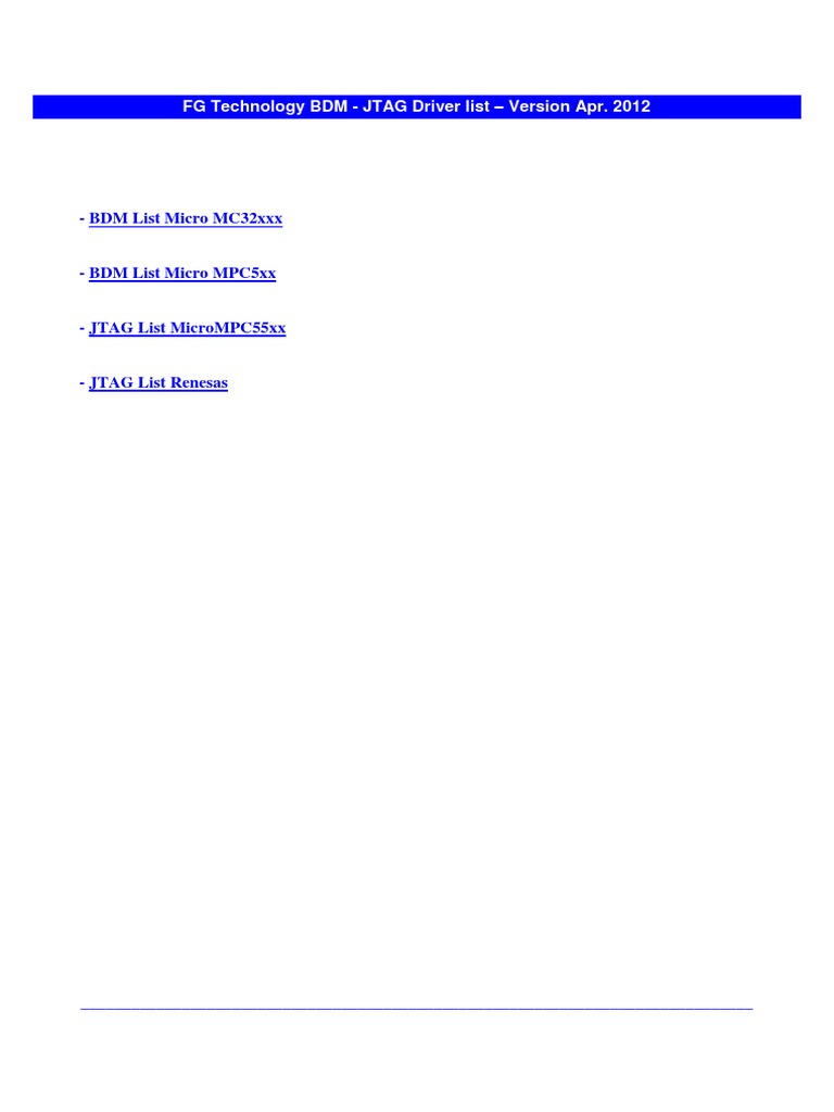 FGTech BDM JTAG DRIVER LIST PDF | PDF | Nissan | Motor Vehicle