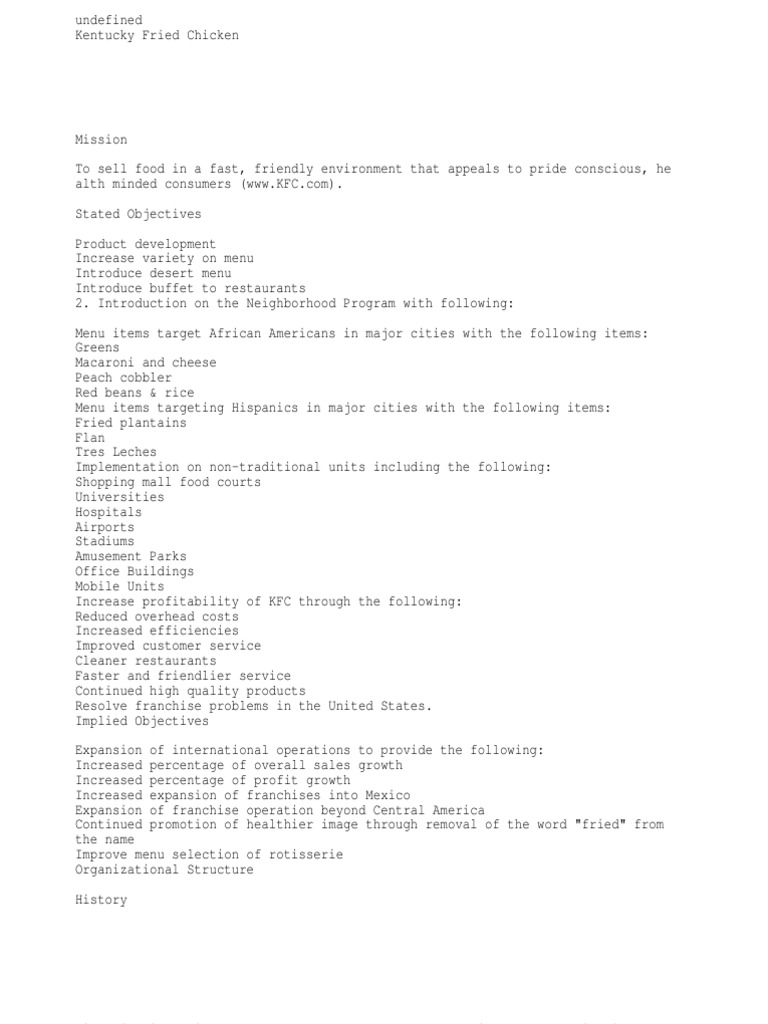 KFC Business Strategy and Market Analysis | PDF | Fast Food Restaurants ...