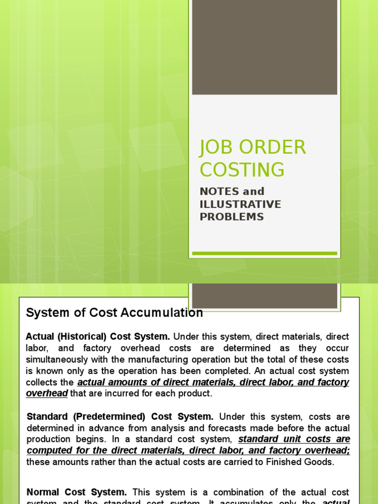 JOB ORDER COSTING-notes and Illustration | PDF | Cost Of Goods Sold ...