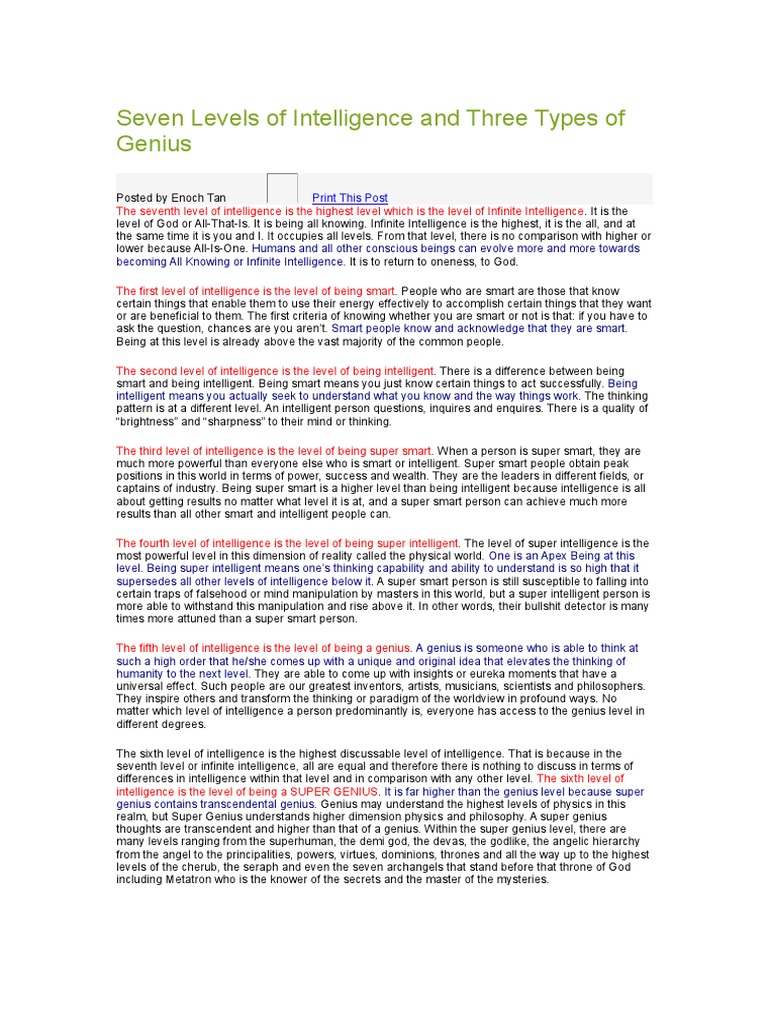 Seven Level of Intelligence | PDF | Chakra | Intelligence