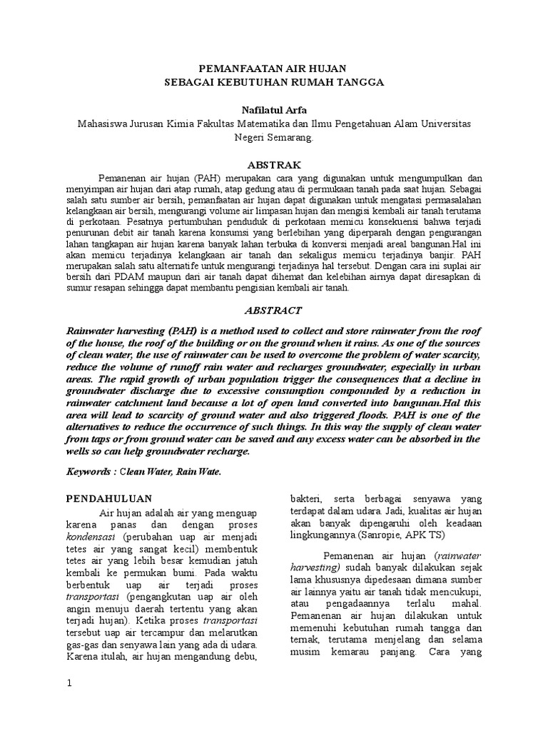 Pemanfaatan Air Hujan | PDF
