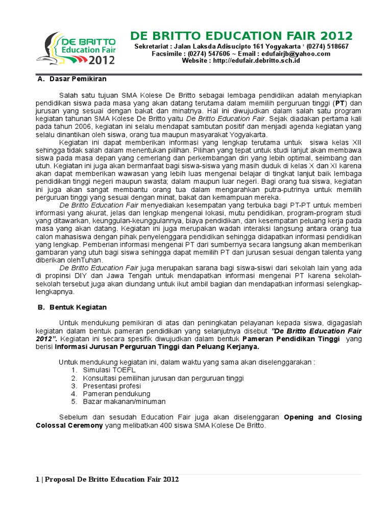 Contoh Proposal Proposal Edu Fair | PDF | Karier & Perkembangan | Ilmu Sosial