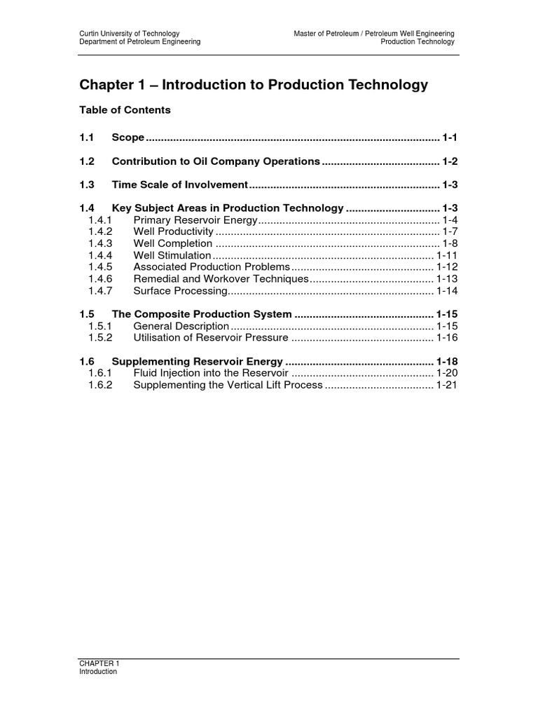 Introduction to Production Technology | PDF | Petroleum Reservoir ...