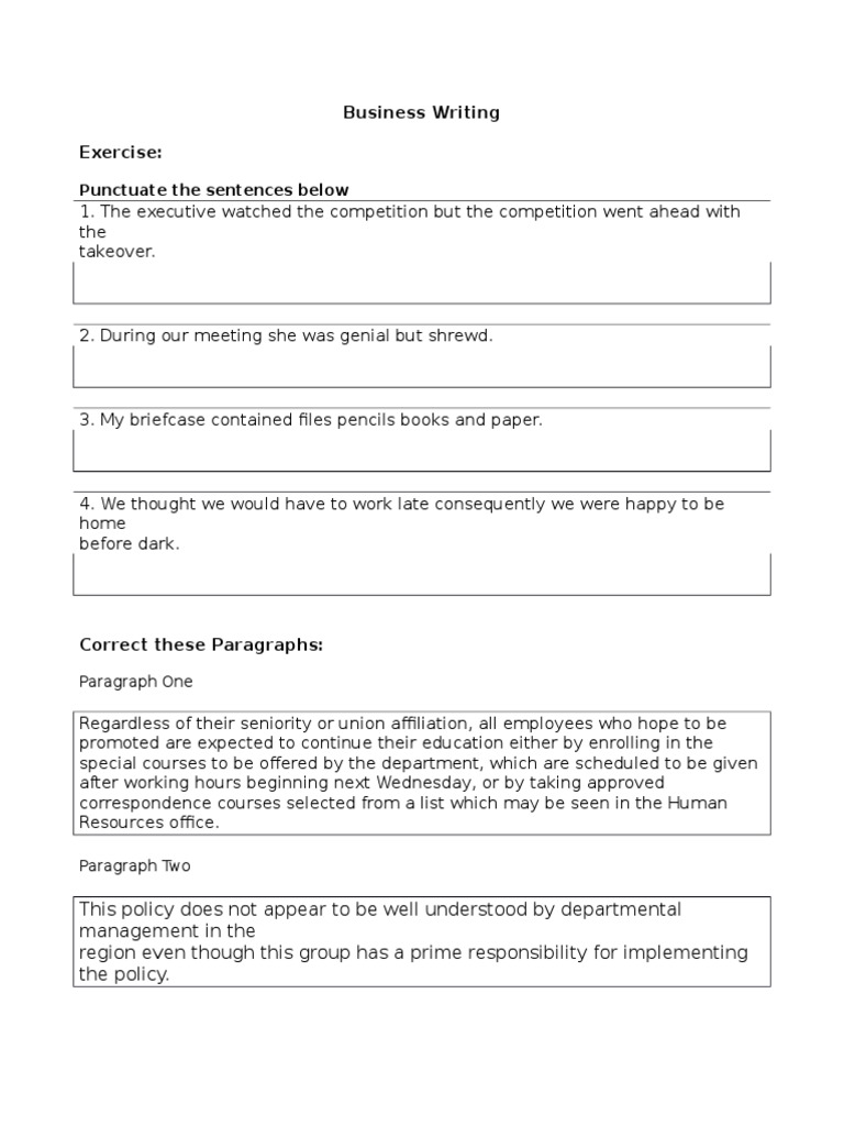 Business Writing-Paragraph Exercises | PDF | Government | Public Sphere