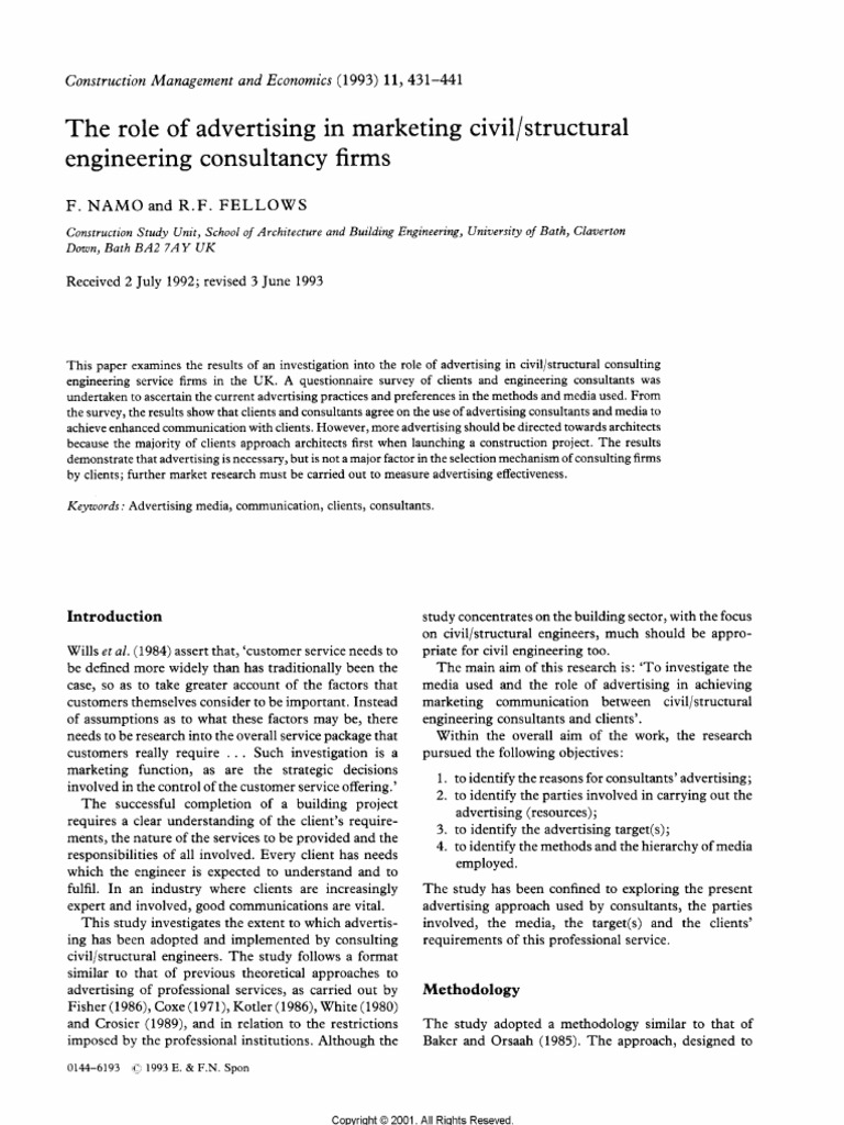 The Role of Advertising in Marketing Civil/structural Engineering ...