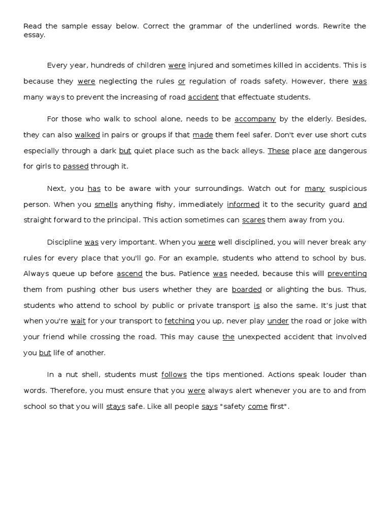 Road Safety Essay | PDF | Traffic Collision | Traffic