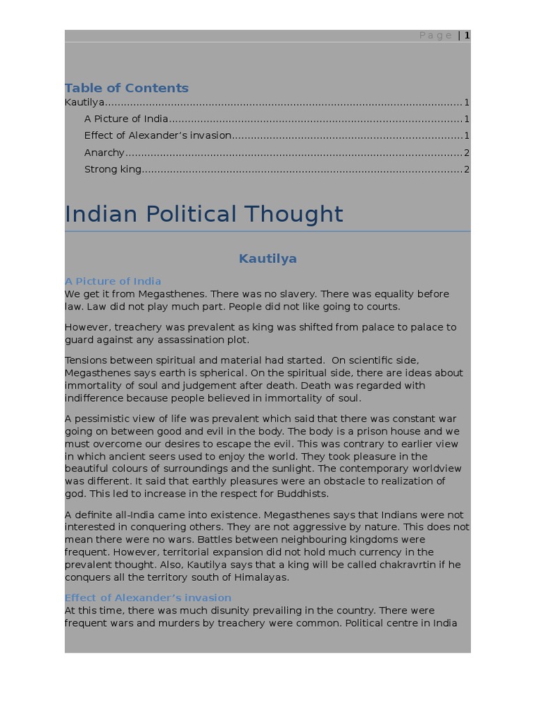 Indian Political Thought | PDF | Monarchy | Anarchy
