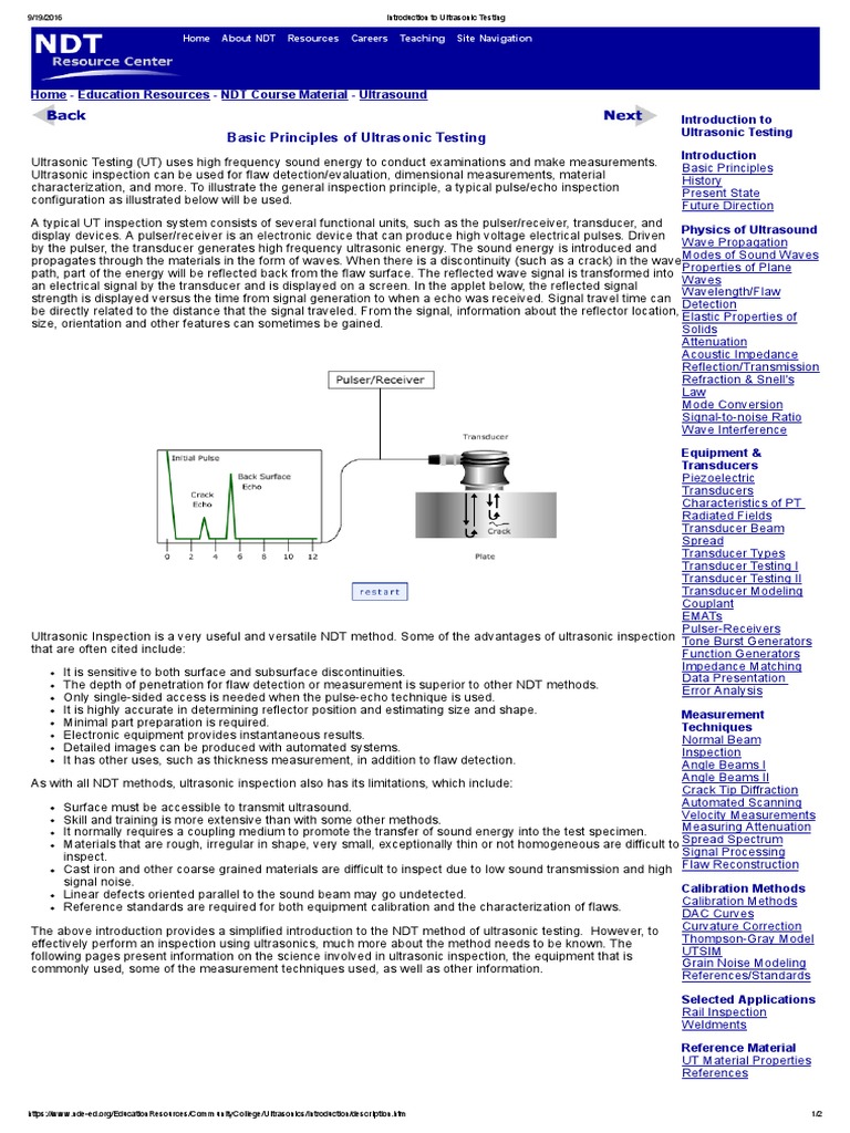 Introduction To Ultrasonic Testing | PDF | Ultrasound | Nondestructive ...