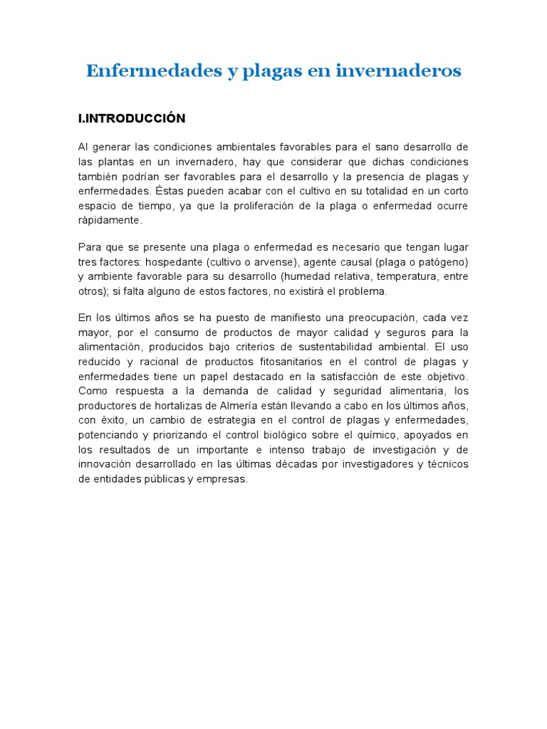 Enfermedades y Plagas en Invernaderos | PDF | Insectos beneficiosos | Plaga (organismo)