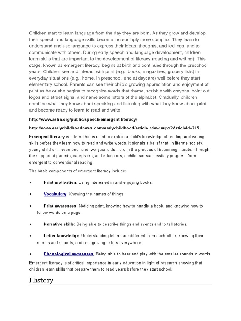 Emergent Literacy | PDF | Human Communication | Writing