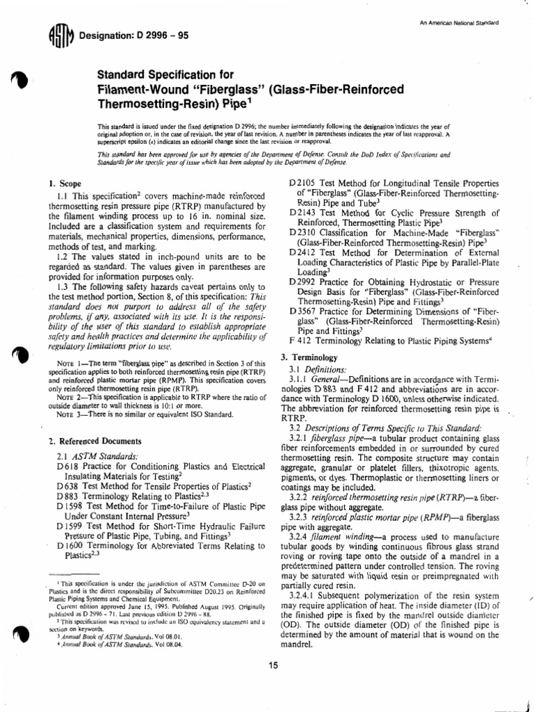 Astm D 2996 95 PDF | PDF