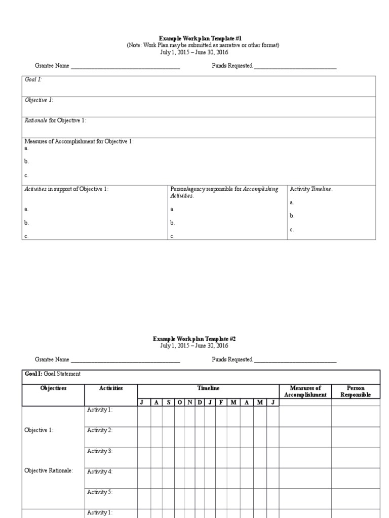 Goal I:: Example Work Plan Template #1 | PDF | Goal | Cognition